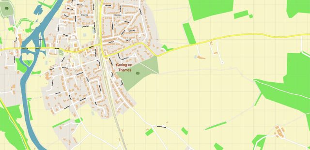 Reading UK PDF Vector Map: City Plan High Detailed Street Map editable ...