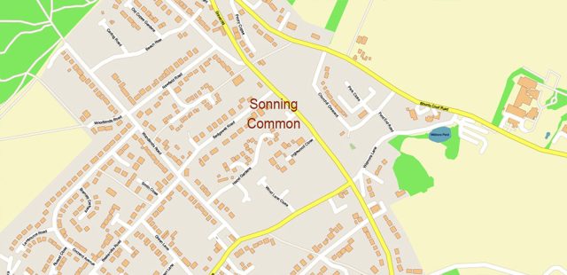 Reading UK PDF Vector Map: City Plan High Detailed Street Map editable ...