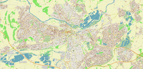 Reading UK Map Vector City Plan High Detailed Street Map editable Adobe ...