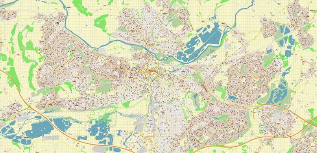Reading UK PDF Vector Map: City Plan High Detailed Street Map editable ...