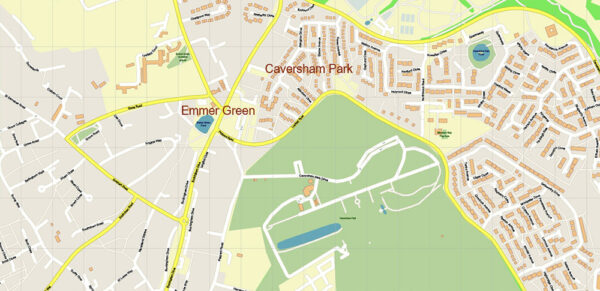 Reading UK PDF Vector Map: City Plan High Detailed Street Map editable ...