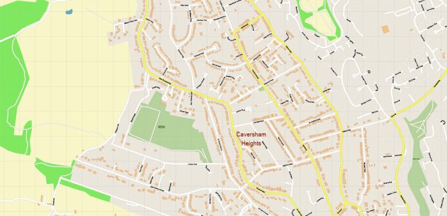 Reading UK PDF Vector Map: City Plan High Detailed Street Map editable ...