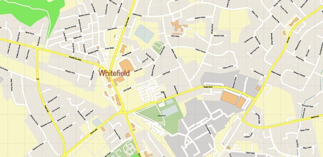 Rochdale + Oldham + Middleton Area UK Map Vector City Plan High ...