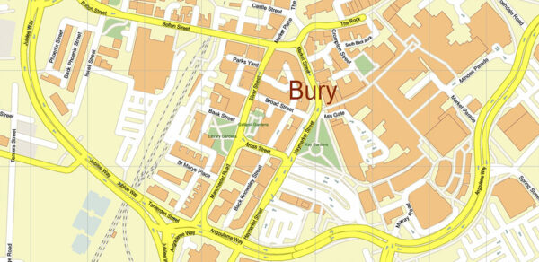 Rochdale + Oldham + Middleton Area UK Map Vector City Plan High ...