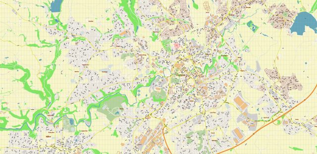 Rochdale + Oldham + Middleton Area UK Map Vector City Plan High ...