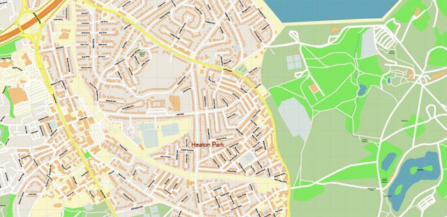 Rochdale + Oldham + Middleton Area UK Map Vector City Plan High ...