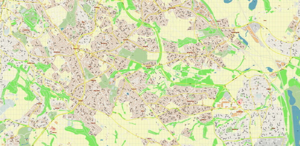 Rotherham Area UK PDF Vector Map: City Plan High Detailed Street Map ...