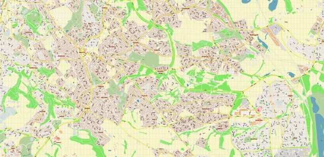 Rotherham Area UK PDF Vector Map: City Plan High Detailed Street Map ...