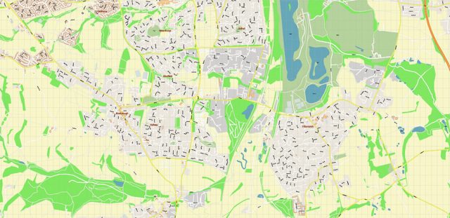 Rotherham Area UK Map Vector City Plan High Detailed Street Map ...