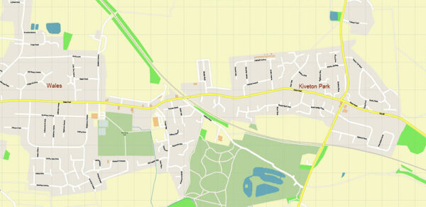 Rotherham Area UK PDF Vector Map: City Plan High Detailed Street Map ...