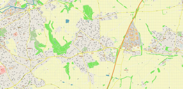 Rotherham Area UK PDF Vector Map: City Plan High Detailed Street Map ...