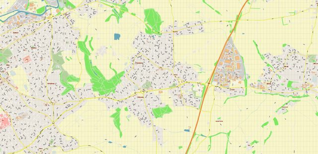 Rotherham Area UK Map Vector City Plan High Detailed Street Map ...