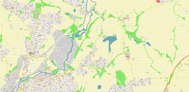 Rotherham Area UK PDF Vector Map: City Plan High Detailed Street Map ...