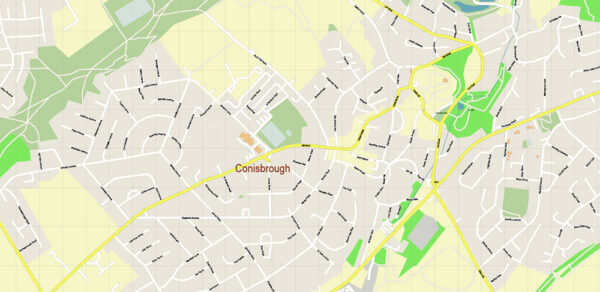 Rotherham Area UK Map Vector City Plan High Detailed Street Map ...