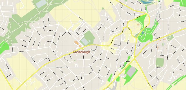 Rotherham Area UK PDF Vector Map: City Plan High Detailed Street Map ...