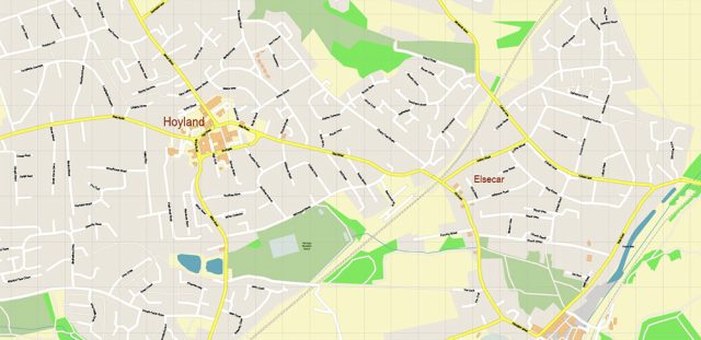 Rotherham Area UK PDF Vector Map: City Plan High Detailed Street Map ...