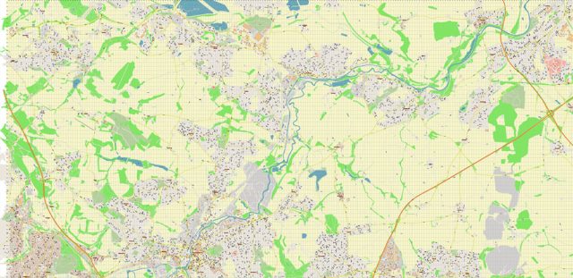 Rotherham Area UK PDF Vector Map: City Plan High Detailed Street Map ...