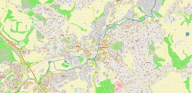 Rotherham Area UK PDF Vector Map: City Plan High Detailed Street Map ...