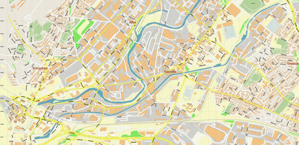 Rotherham Area UK Map Vector City Plan High Detailed Street Map ...