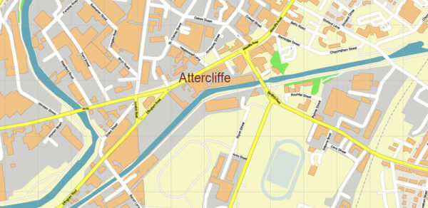 Rotherham Area UK PDF Vector Map: City Plan High Detailed Street Map ...
