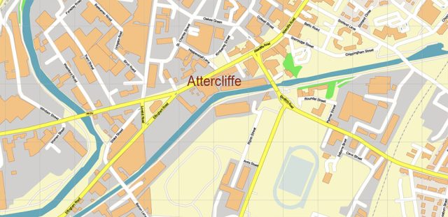 Rotherham Area UK Map Vector City Plan High Detailed Street Map ...