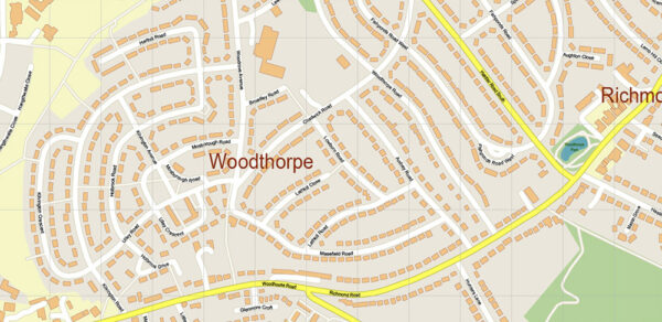 Rotherham Area UK Map Vector City Plan High Detailed Street Map ...