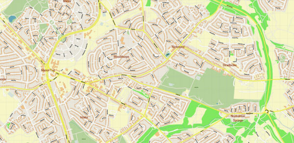 Rotherham Area UK PDF Vector Map: City Plan High Detailed Street Map ...