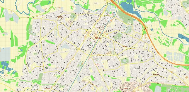Sale Area UK Map Vector City Plan High Detailed Street Map editable ...