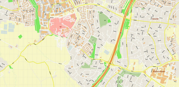 Sale Area UK Map Vector City Plan High Detailed Street Map editable ...