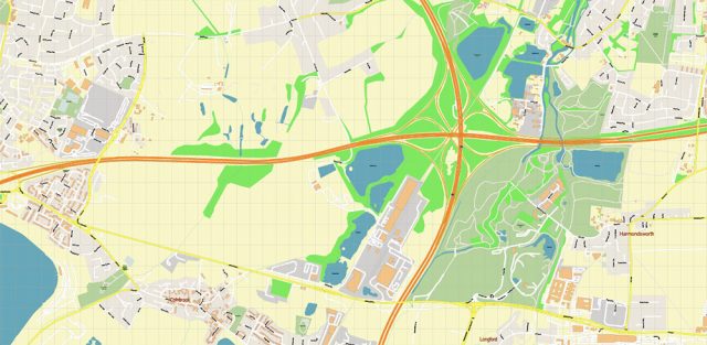 Slough + Windsor Area UK PDF Vector Map: City Plan High Detailed Street ...