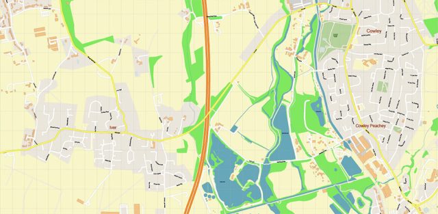 Slough + Windsor Area UK PDF Vector Map: City Plan High Detailed Street ...