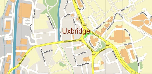 Slough + Windsor Area UK PDF Vector Map: City Plan High Detailed Street ...