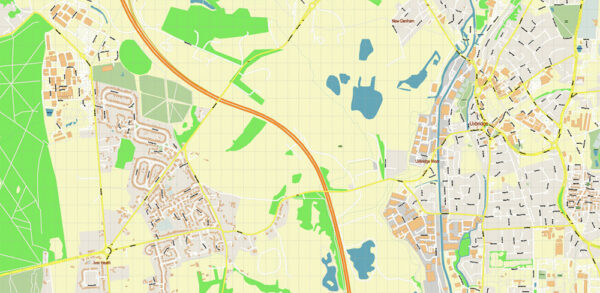Slough + Windsor Area UK PDF Vector Map: City Plan High Detailed Street ...