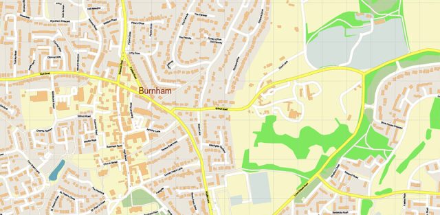Slough + Windsor Area UK PDF Vector Map: City Plan High Detailed Street ...