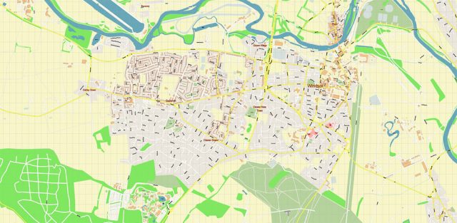 Slough + Windsor Area UK Map Vector City Plan High Detailed Street Map ...