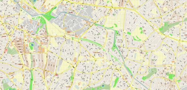 Solihull + Erdington Area UK PDF Vector Map: City Plan High Detailed Street Map editable Adobe ...