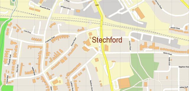 Solihull + Erdington Area UK Map Vector City Plan High Detailed Street ...