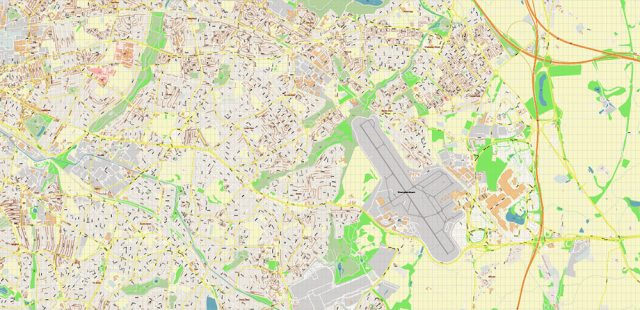 Solihull + Erdington Area UK Map Vector City Plan High Detailed Street ...