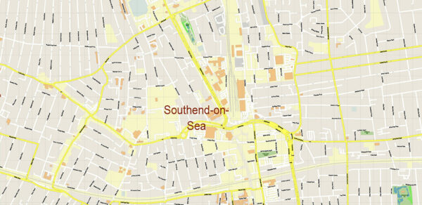 Southend-on-Sea UK Map Vector City Plan High Detailed Street Map ...