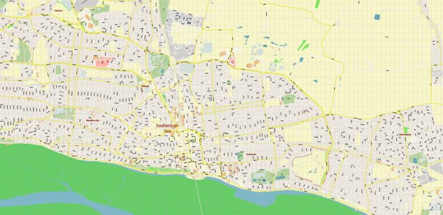 Southend-on-Sea UK PDF Vector Map: City Plan High Detailed Street Map ...