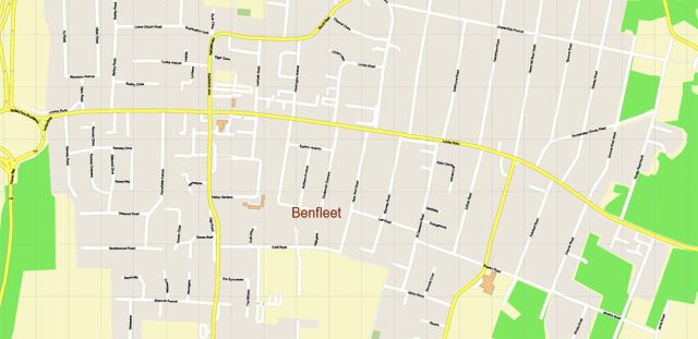 Southend-on-Sea UK PDF Vector Map: City Plan High Detailed Street Map ...