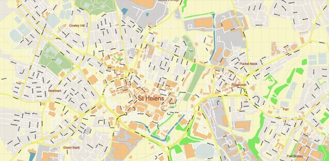 St Helens Area UK Map Vector City Plan High Detailed Street Map ...