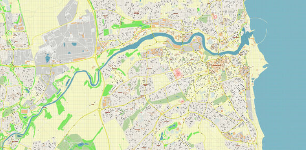 Sunderland Area UK PDF Vector Map: City Plan High Detailed Street Map ...