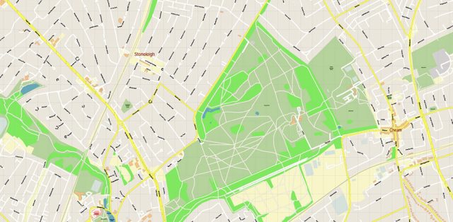 Sutton Area UK PDF Vector Map: City Plan High Detailed Street Map ...