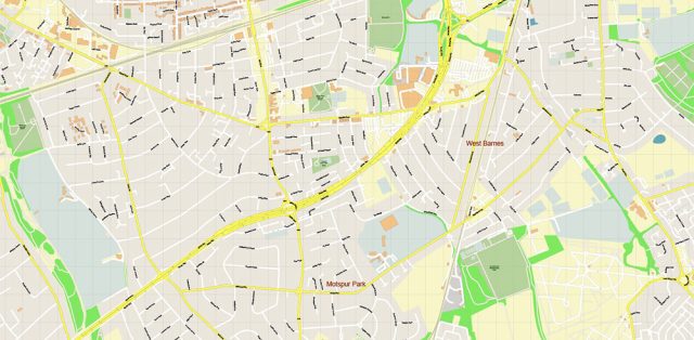 Sutton Area UK PDF Vector Map: City Plan High Detailed Street Map ...