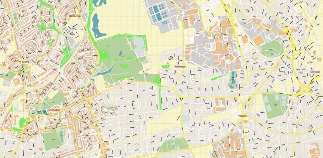 Sutton Area UK PDF Vector Map: City Plan High Detailed Street Map ...