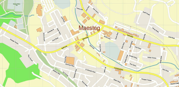 Swansea Area UK Map Vector City Plan High Detailed Street Map editable ...