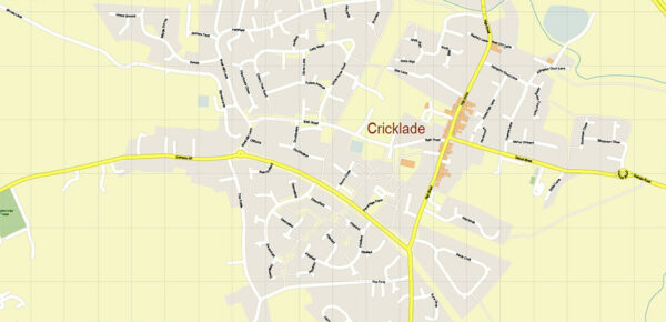 Swindon Area UK Map Vector City Plan High Detailed Street Map editable ...