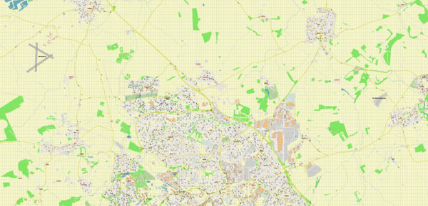 Swindon Area UK Map Vector City Plan High Detailed Street Map editable ...
