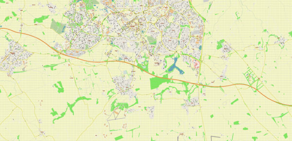 Swindon Area UK PDF Vector Map: City Plan High Detailed Street Map ...
